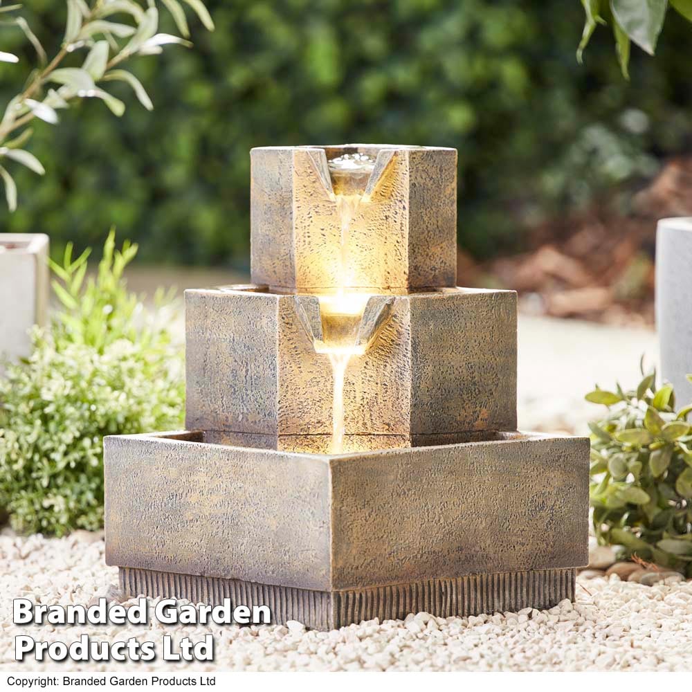 Three-Tier Squared Bowl Cascading Water Feature | Dobies